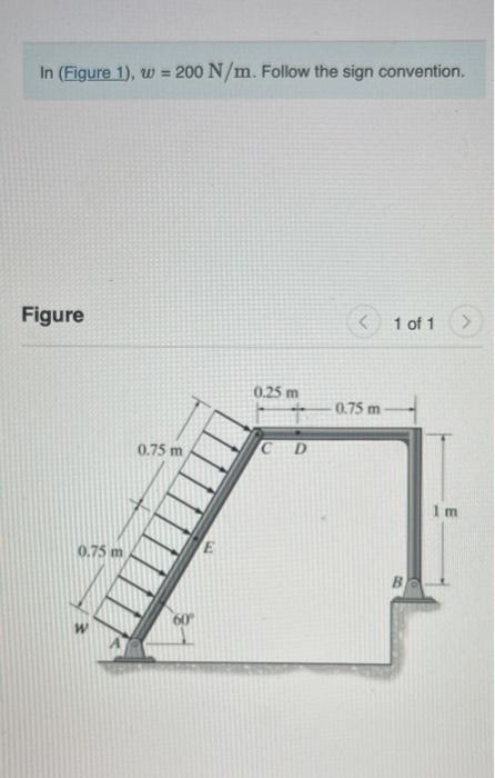 Solved In (Figure 1), w=200 N/m. Follow the sign convention. | Chegg.com