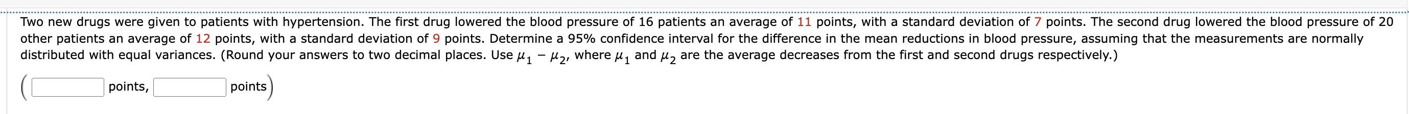 Solved distributed with equal variances. (Round your answers | Chegg.com