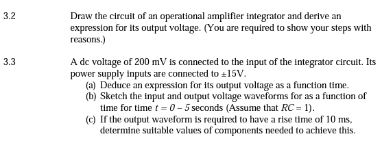 [Solved]: 3.2 3.3 Draw the circuit of an operation