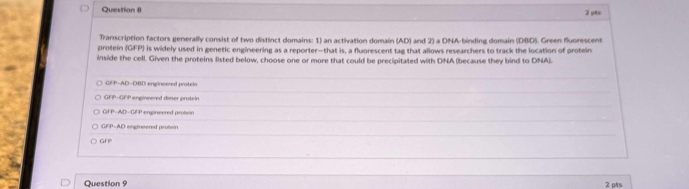 Solved Question 82 ﻿ptsTranscription factors generally | Chegg.com