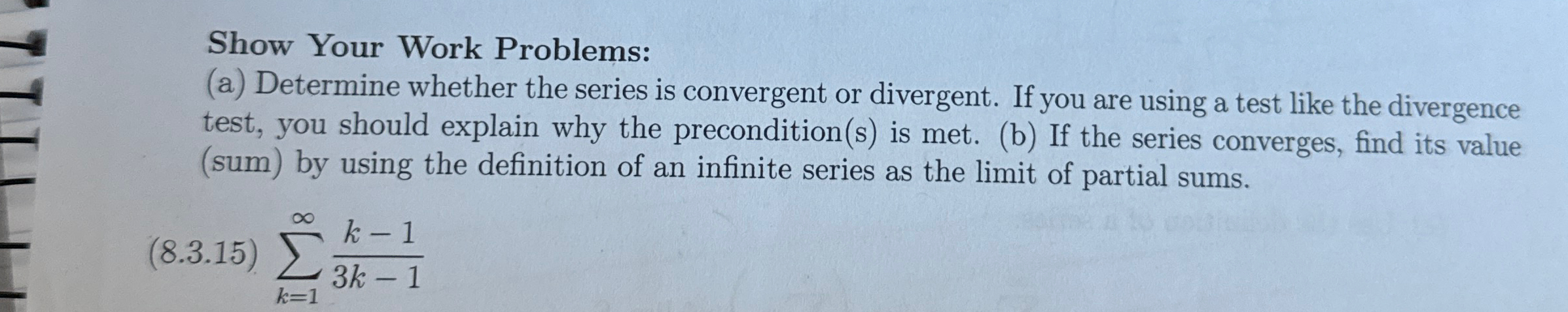 Solved Show Your Work Problems:(a) ﻿Determine whether the | Chegg.com