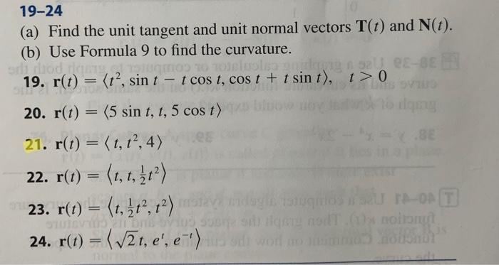 Solved 19-24 (a) Find the unit tangent and unit normal | Chegg.com