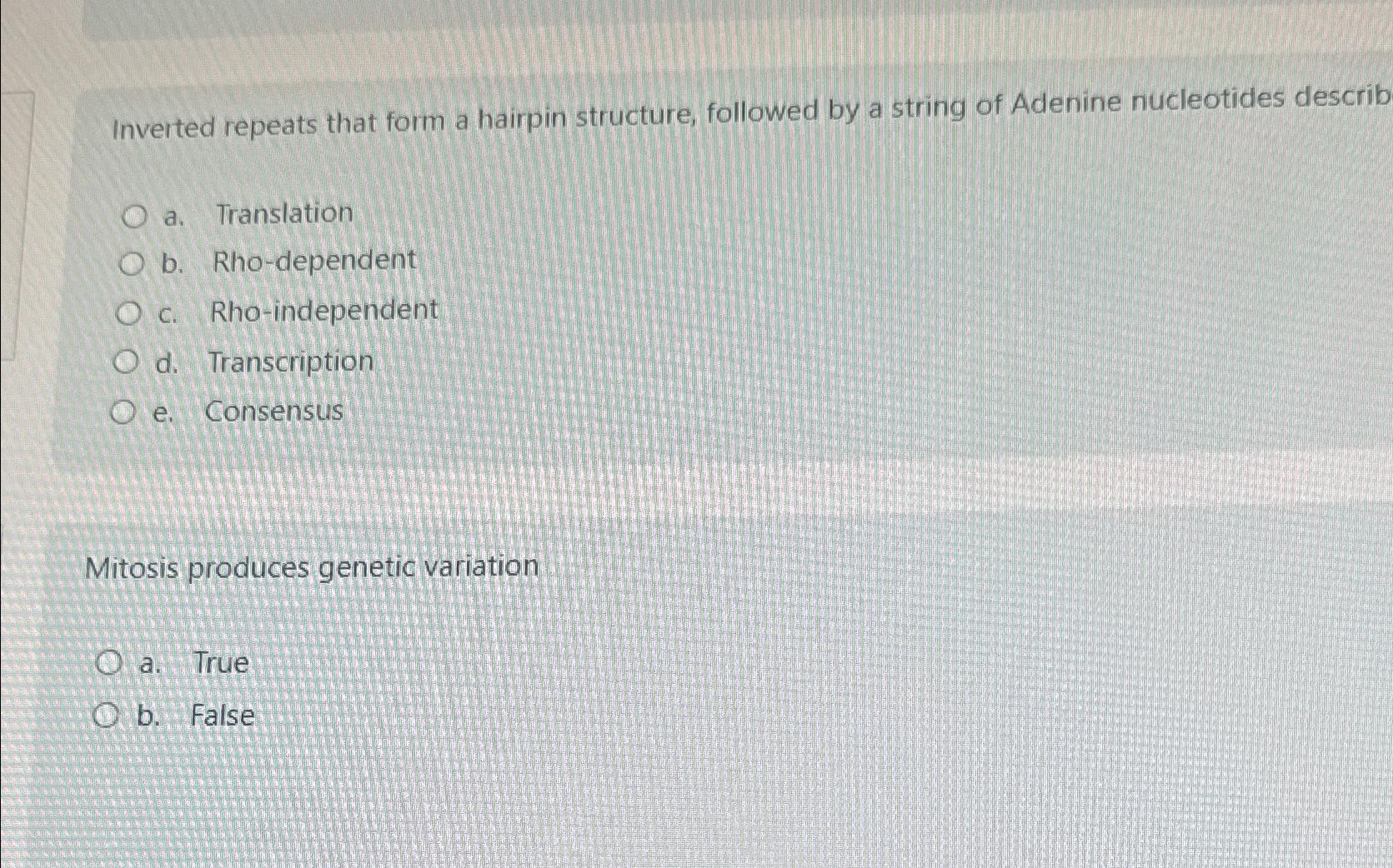 Solved Inverted repeats that form a hairpin structure, | Chegg.com