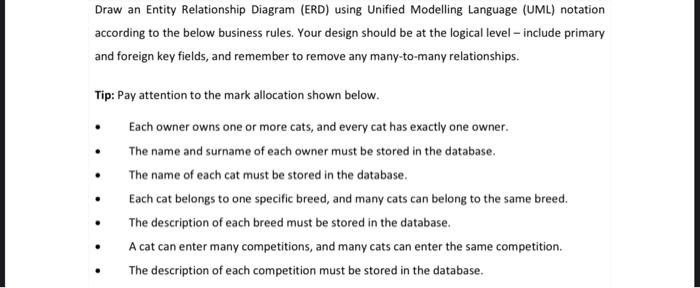 Solved Draw an Entity Relationship Diagram (ERD) using | Chegg.com