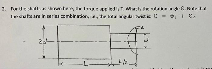 [Solved]: 2. For the shafts as shown here, the torque appli