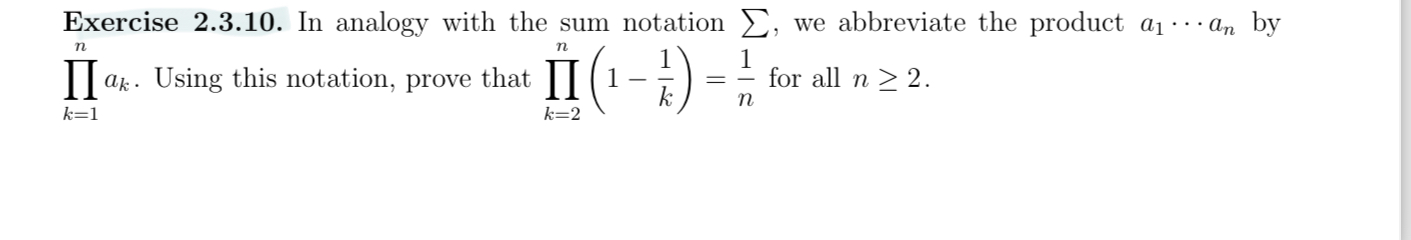 Solved Exercise 2.3.10. ﻿In analogy with the sum notation | Chegg.com