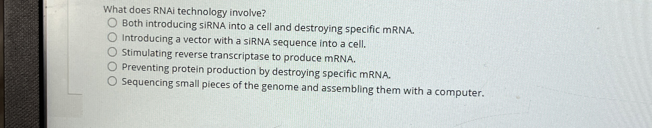 Solved What does RNAi technology involve?Both introducing | Chegg.com