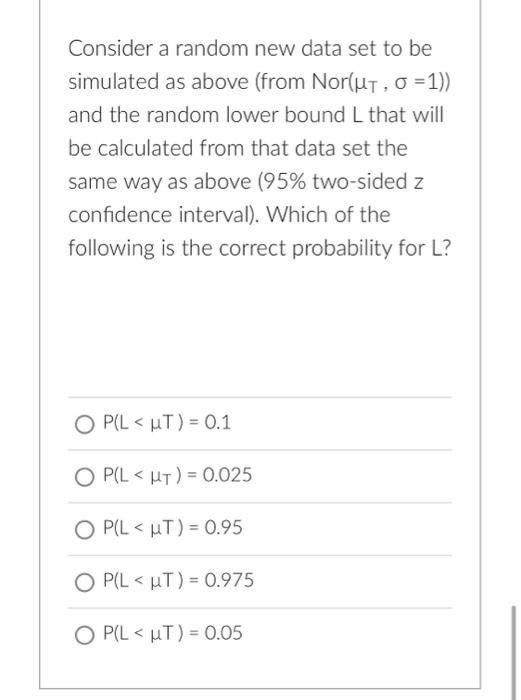 Solved Consider a random new data set to be simulated as | Chegg.com