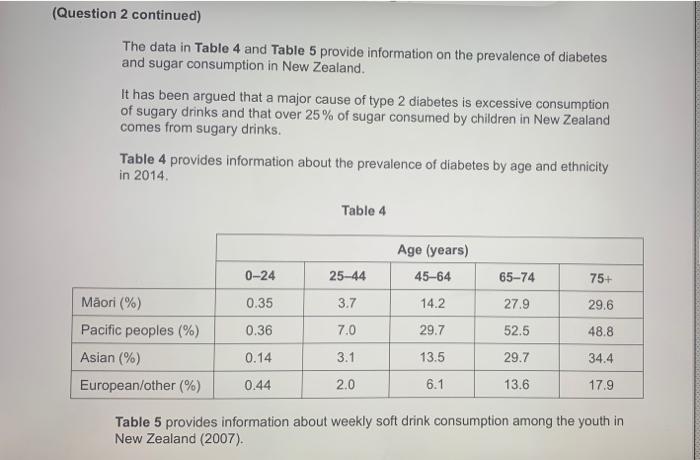 (Question 2 continued) The data in Table 4 and Table | Chegg.com