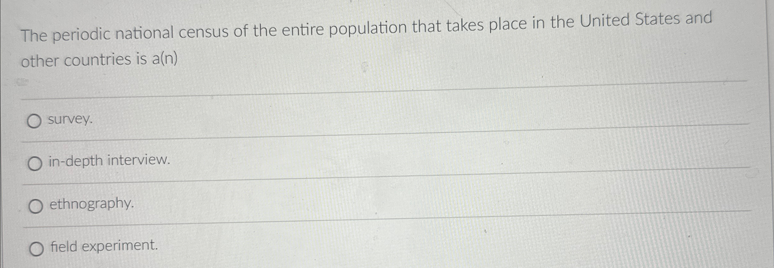 Solved The periodic national census of the entire population | Chegg.com