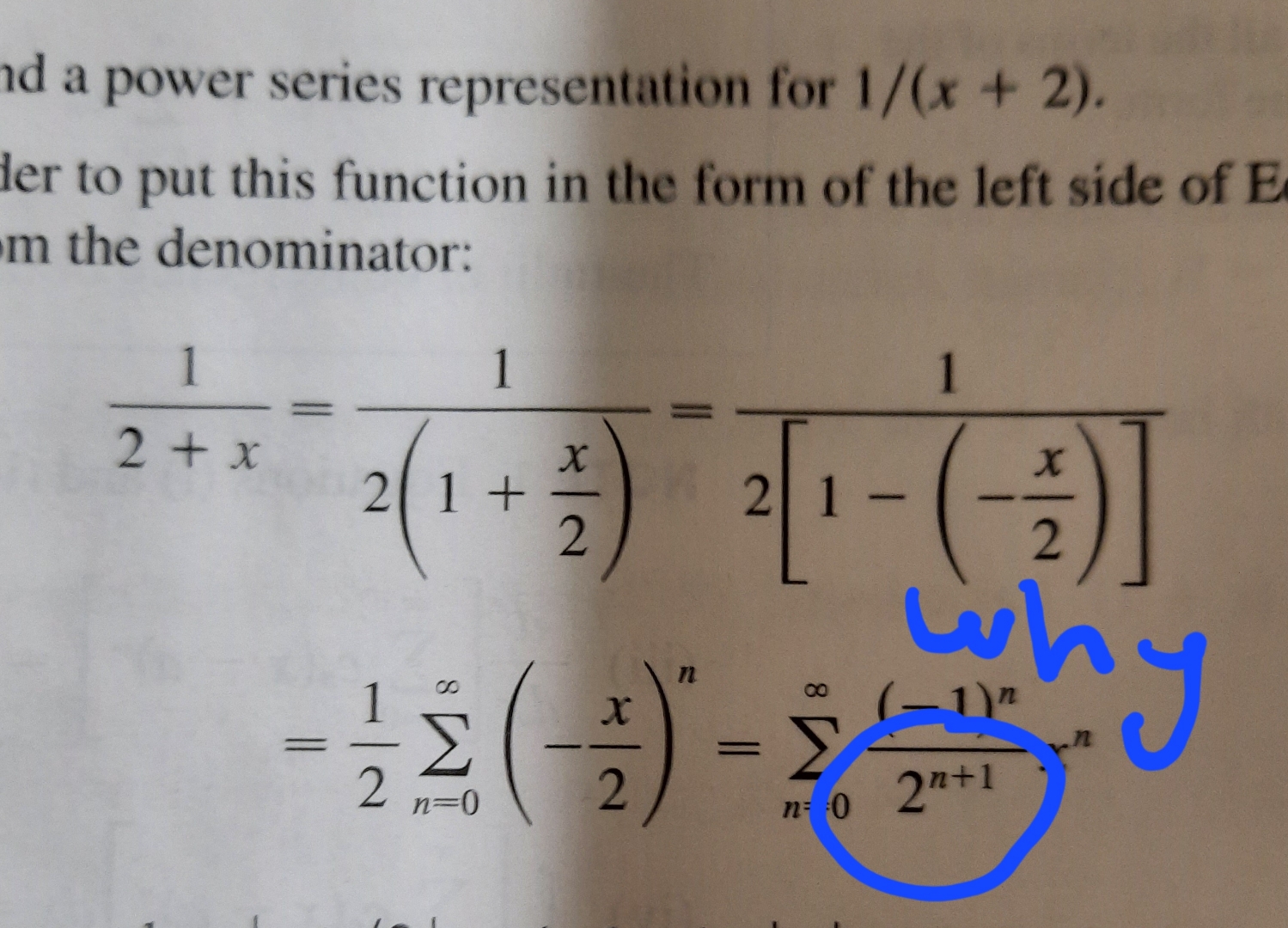 Solved a power series representation for 1x+2 ﻿ler to put | Chegg.com