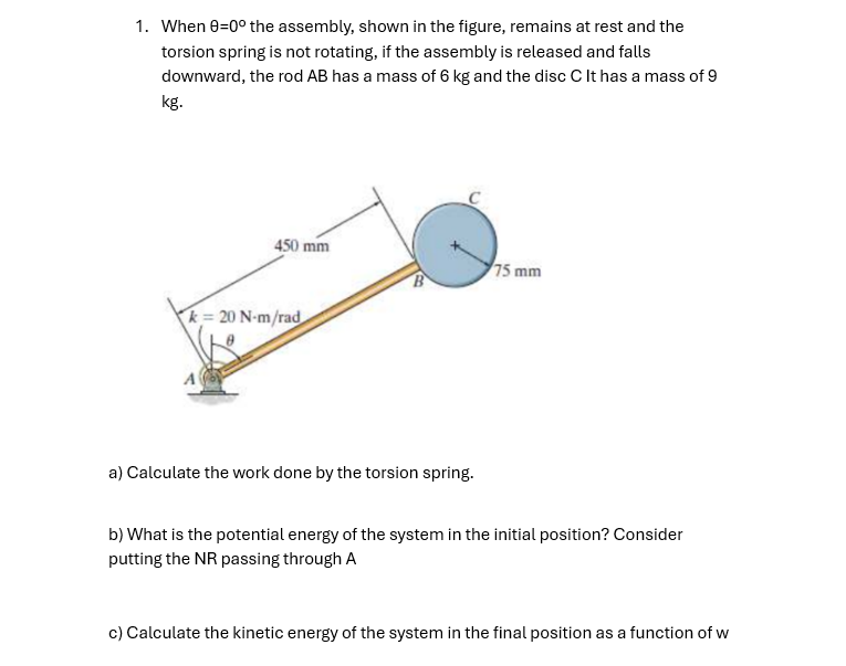 Solved When θ=0° ﻿the assembly, shown in the figure, remains | Chegg.com