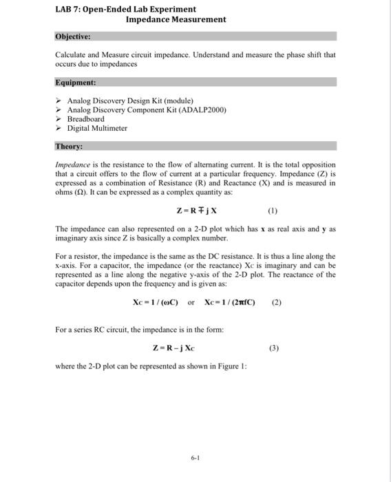Solved LAB 7: Open-Ended Lab Experiment Impedance | Chegg.com