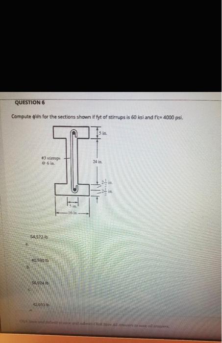 Solved QUESTION 6 Compute Vn for the sections shown if fyt | Chegg.com