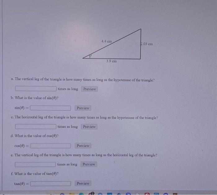 Solved c. The horizontal leg of the triangle is how many | Chegg.com
