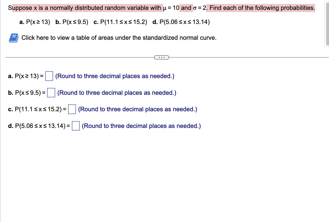 Solved Suppose x ﻿is a normally distributed random variable | Chegg.com