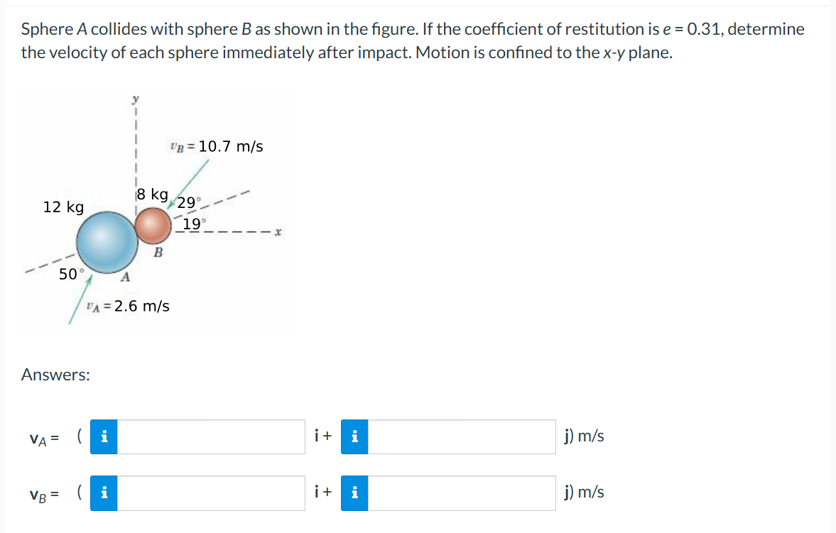 Solved Sphere A collides with sphere B as ﻿shown in ﻿the | Chegg.com