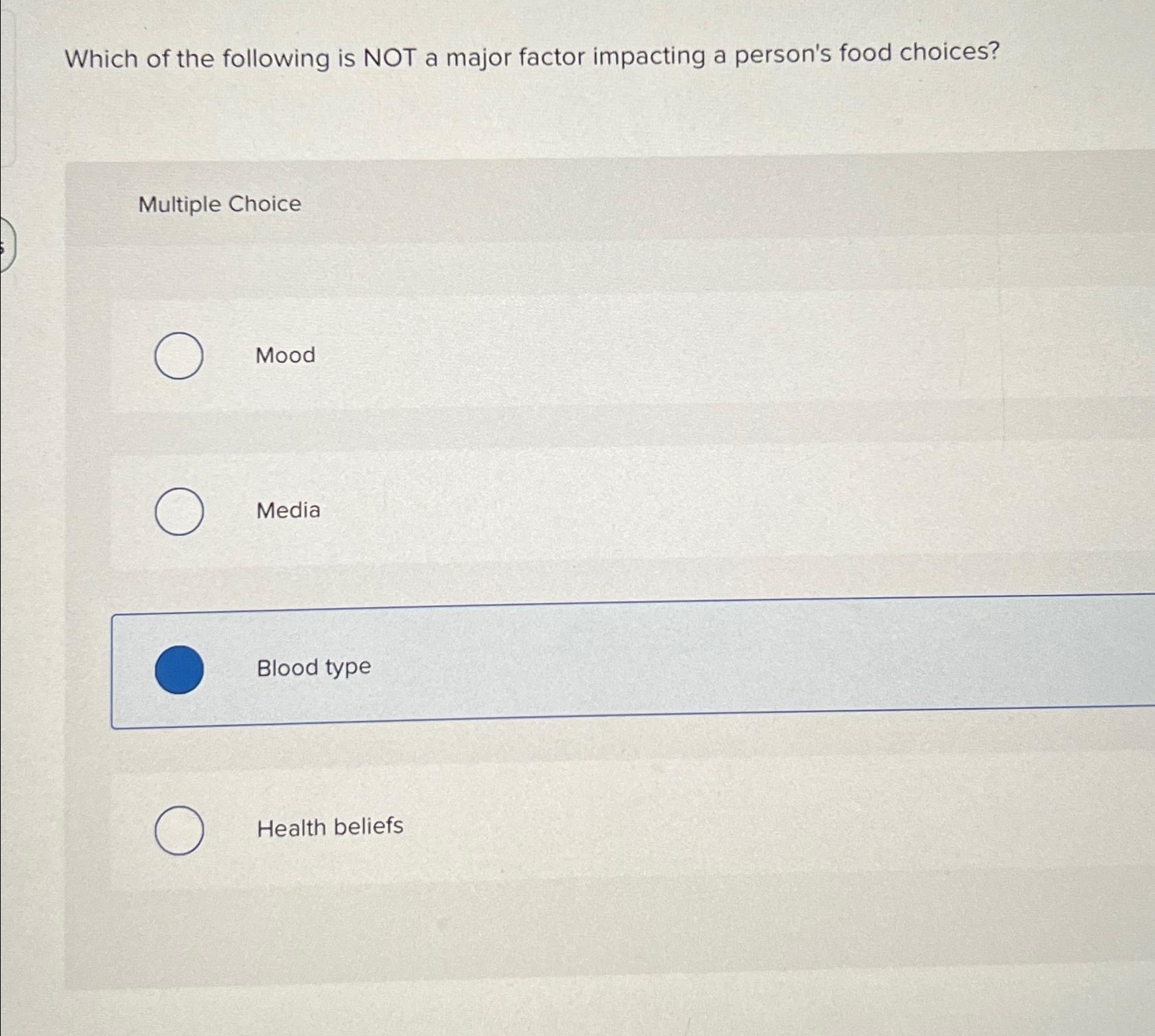 Solved Which of the following is NOT a major factor | Chegg.com