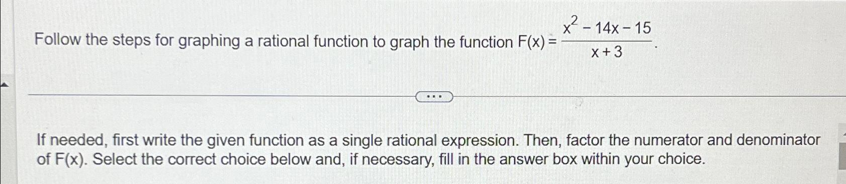 Solved Follow the steps for graphing a rational function to | Chegg.com