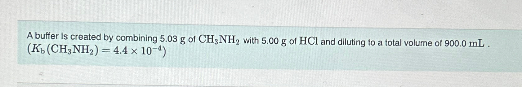 A buffer is created by combining 5.03g ﻿of CH3NH2 | Chegg.com