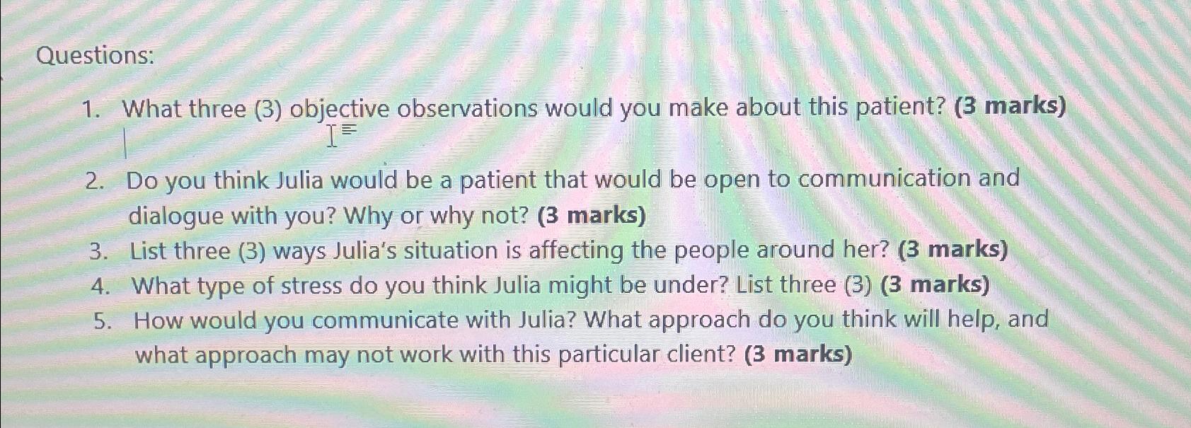 Solved Questions:What three (3) ﻿objective observations | Chegg.com