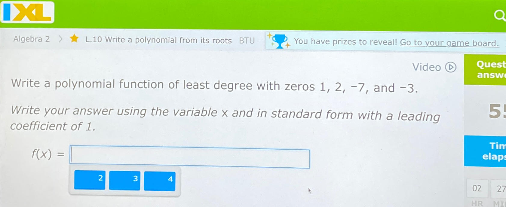 Solved Algebra 2L. 10 ﻿Write a polynomial from its | Chegg.com