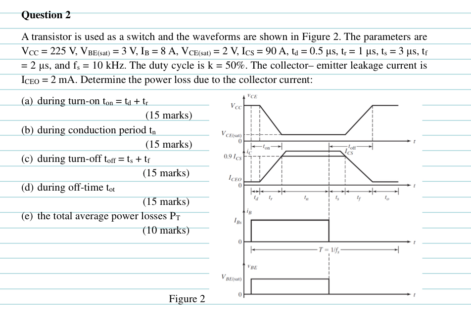 Solved Question 2A transistor is used as a switch and the | Chegg.com