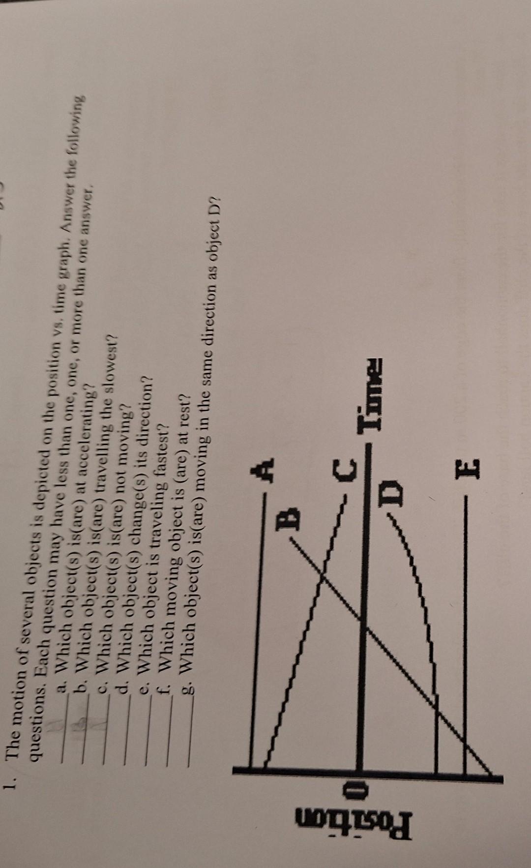 Solved The motion of several objects is depicted on the | Chegg.com