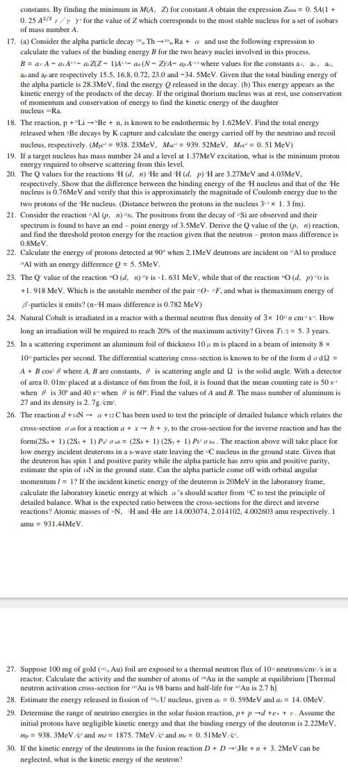 Solved 1. The α particles emitted in the decays of "Rawind | Chegg.com