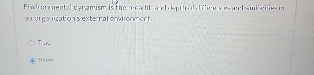 Solved Environmental dynamism is the breadth and depth of | Chegg.com
