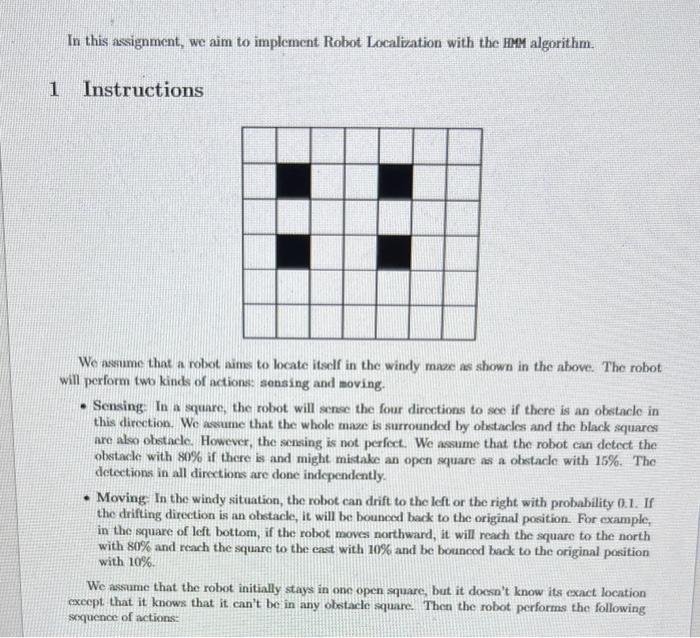 In this assignment, we aim to implement Robot | Chegg.com