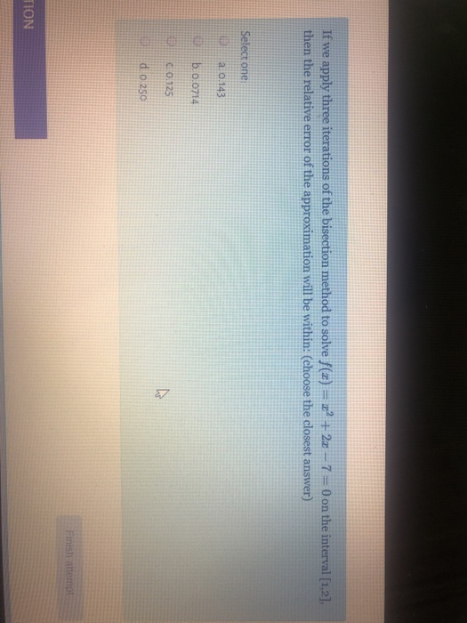 Solved If we apply three iterations of the bisection method | Chegg.com