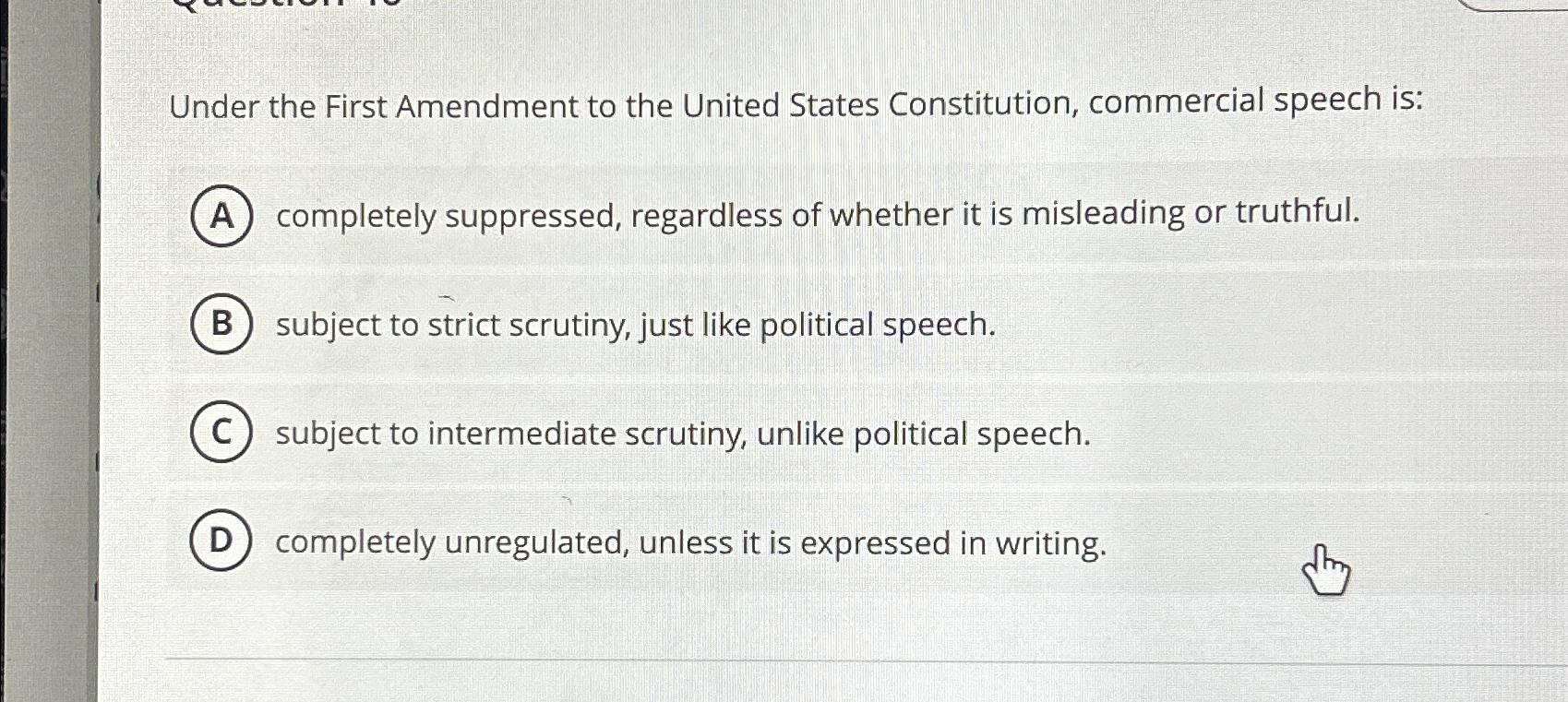 Solved Under the First Amendment to the United States | Chegg.com