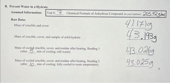 Solved (Assumed) Chemical Formula of Anhydrous Compound | Chegg.com