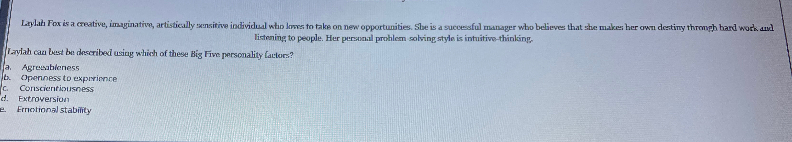 Solved Laylah Fox is a creative, imaginative, artistically | Chegg.com