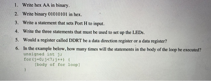 Solved 1. Write hex AA in binary. 2. Write binary 01010101 | Chegg.com