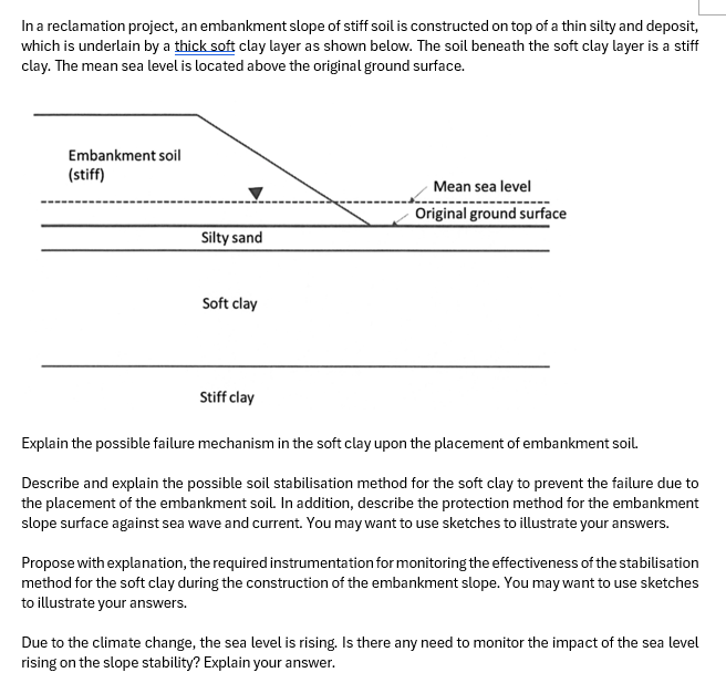 Solved In a reclamation project, an embankment slope of | Chegg.com