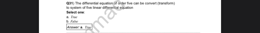 Solved Q31) ﻿The differential equation of order five can be | Chegg.com