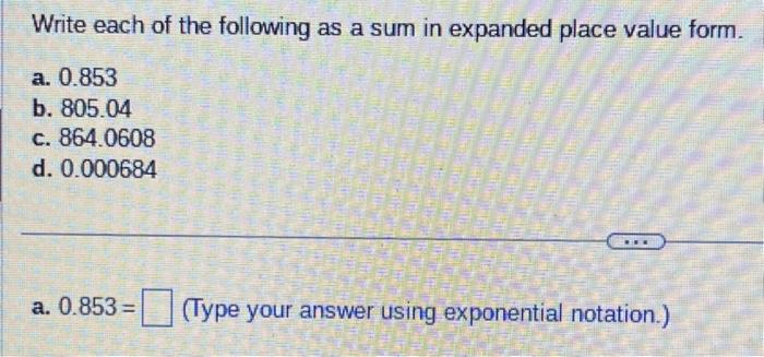 Solved Write each of the following as a sum in expanded | Chegg.com