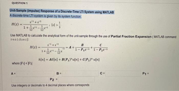 Unit-Sample (impulse) Response of a Discrete-Time LTI | Chegg.com