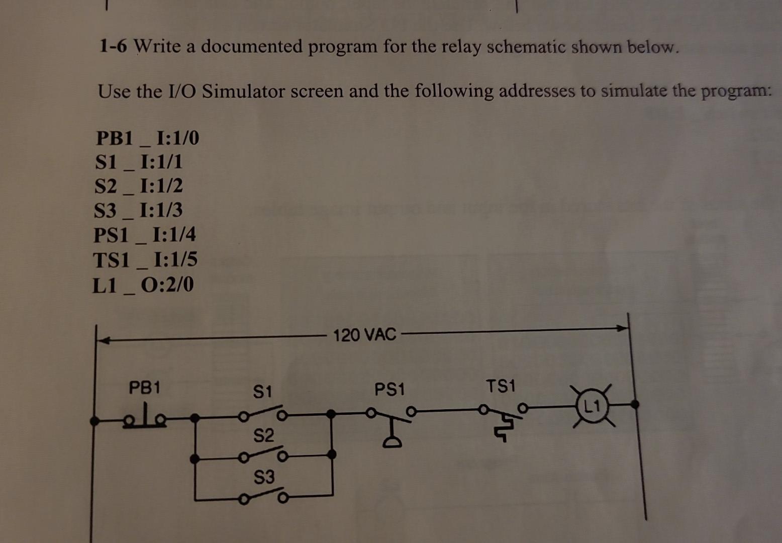 Solved 1-6 Write a documented program for the relay | Chegg.com
