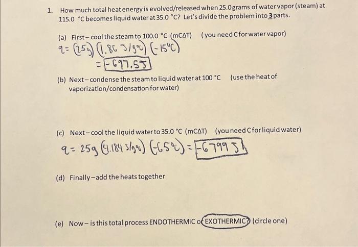 Solved 1. How much total heat energy is evolved/released | Chegg.com