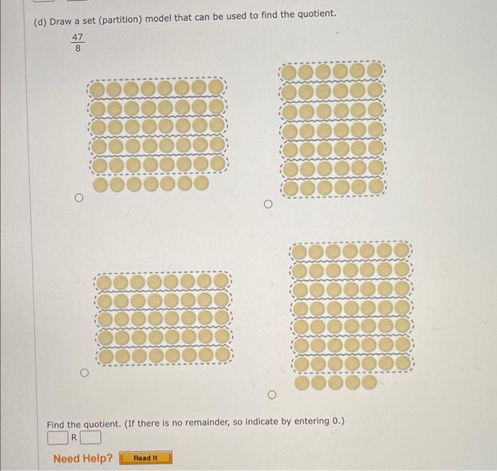 Solved (d) Draw a set (partition) model that can be used to | Chegg.com