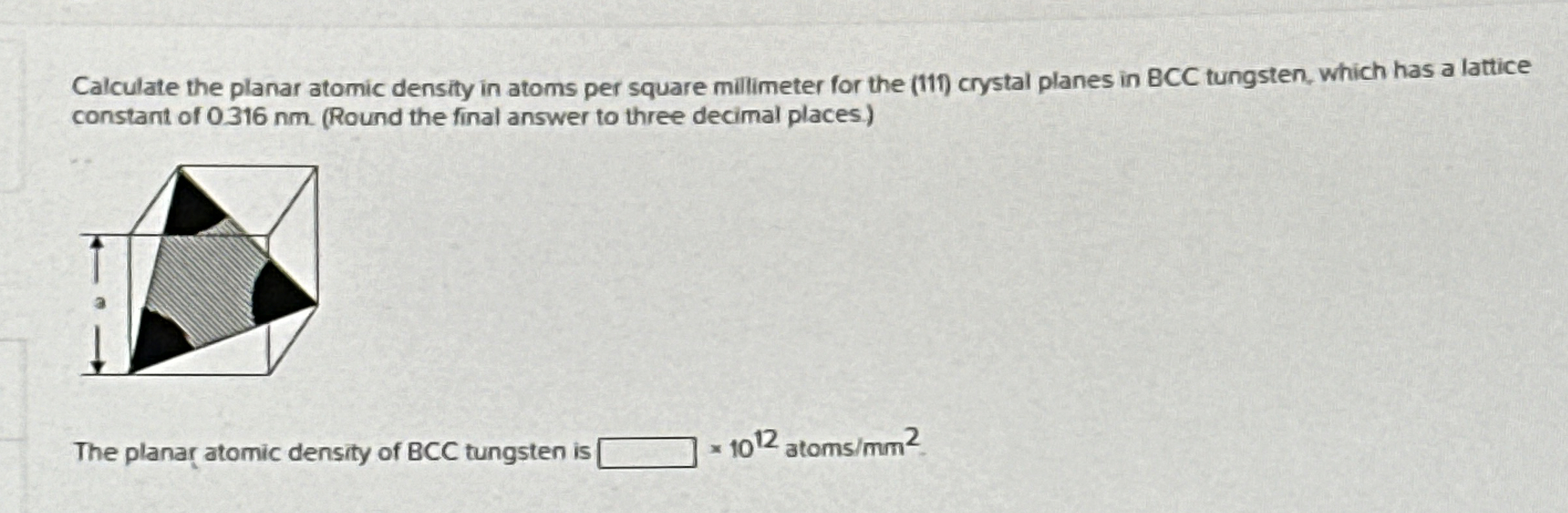 Solved Calculate The Planar Atomic Density In Atoms Per