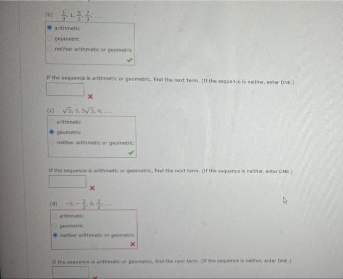 Solved (b) 31,1,35,37,… arithmetic geometric neither | Chegg.com