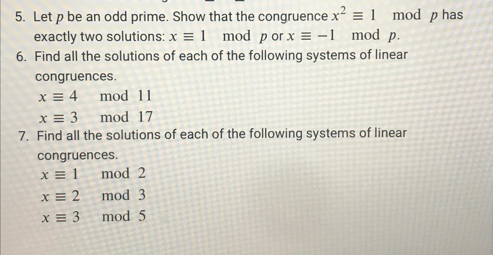 Solved Let p be an odd prime. Show that the congruence | Chegg.com