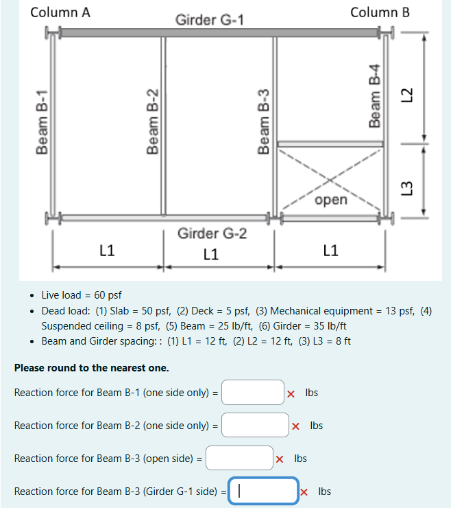 Solved Live load =60 ﻿psfDead load: (1) ﻿Slab =50 ﻿psf, (2) | Chegg.com
