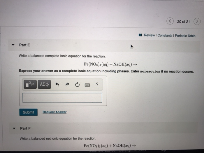 Solved 20 of 21 Review Constants Periodic Table Part A Write | Chegg.com