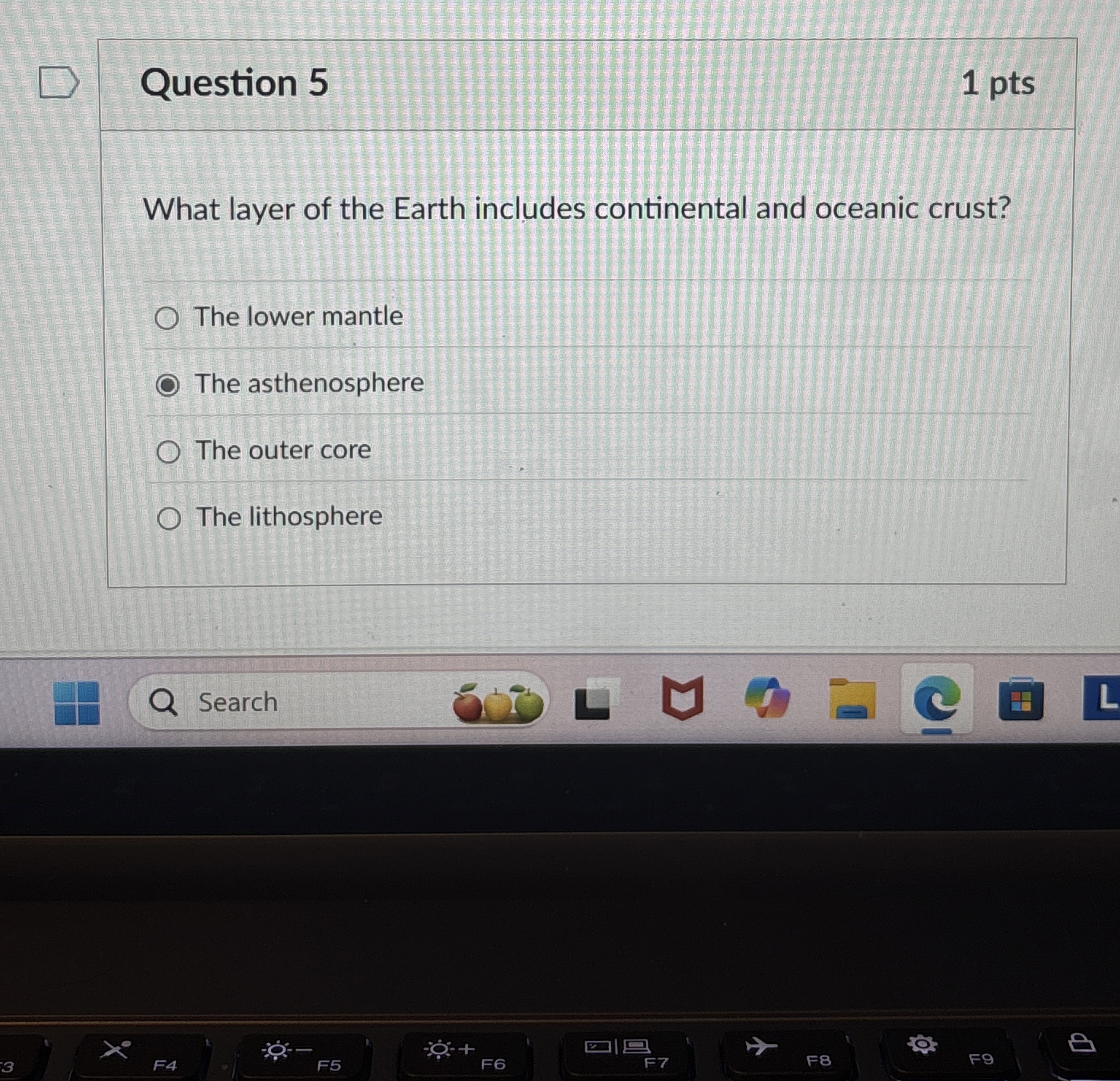 Solved Question 5What layer of the Earth includes | Chegg.com