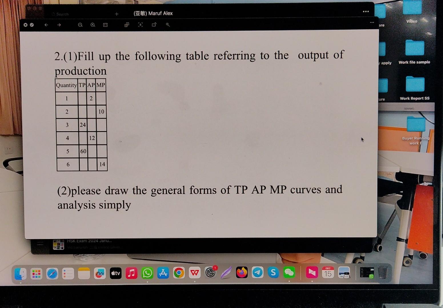 Solved 2.(1)Fill up the following table referring to the | Chegg.com